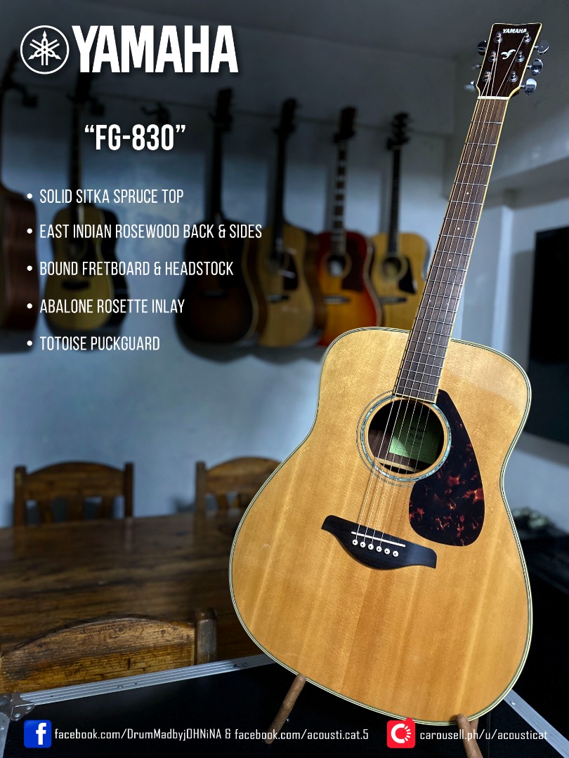Yamaha FG-830 Acoustic Guitar, Hobbies & Toys, Music & Media, Musical ...