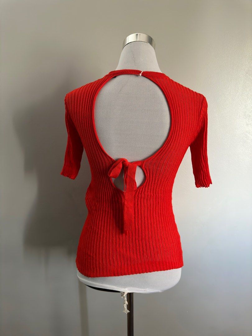 Zara Red Backless Top, Women's Fashion, Tops, Shirts on Carousell