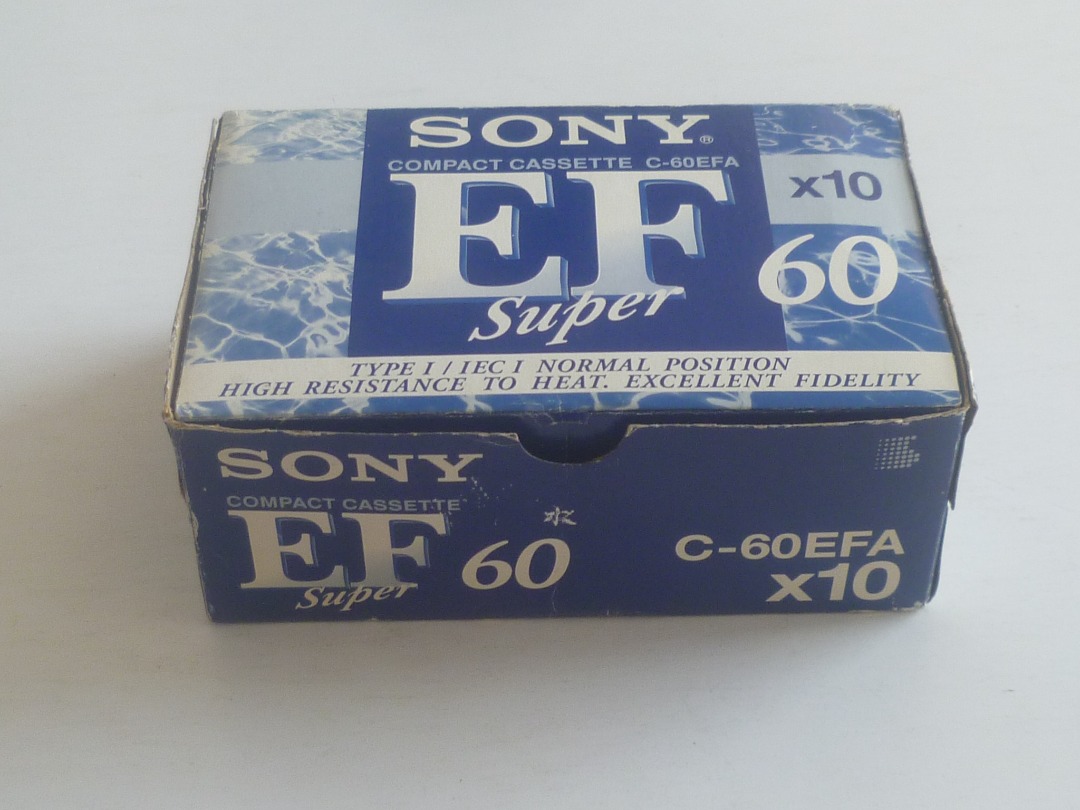 1 box of 10 pcs. of Old Sony Compact Cassette C-60EFA EF Super Cassette ...