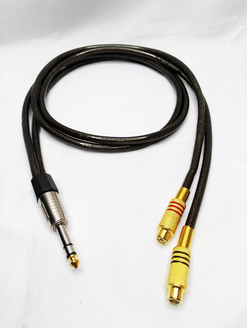 6.35mm 1/4 MALE PL55 TRS STEREO to 2-BANANA PLUG GOLD #14-AWG, BEST FOR ...