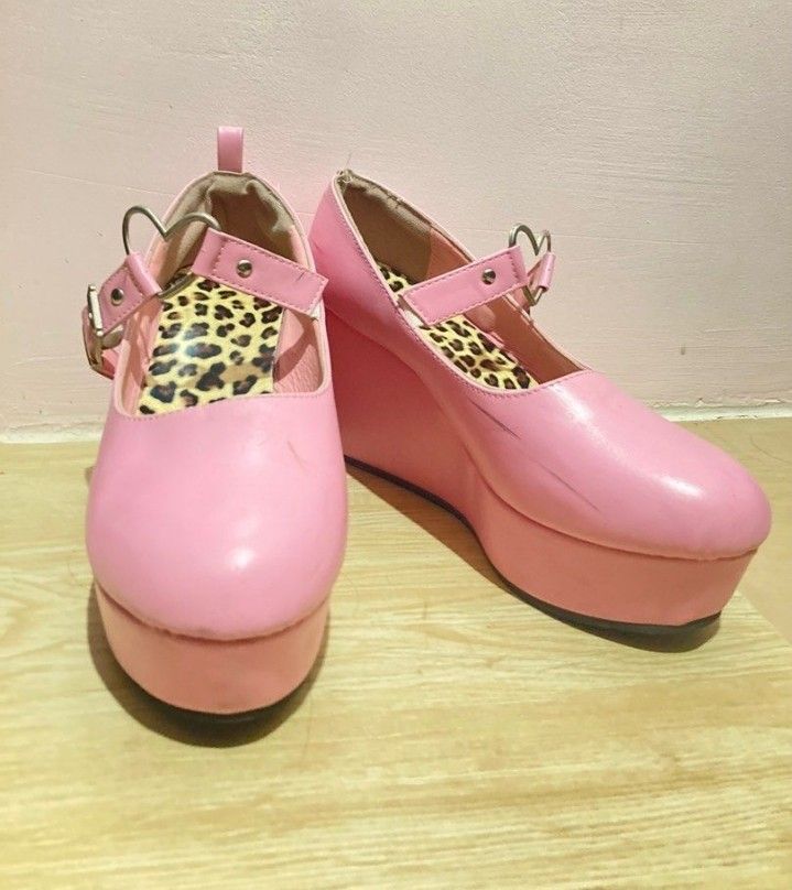 Auth Demonia Baby Pink Wedges Platform Shoes Y2k Coquette Dollette ...