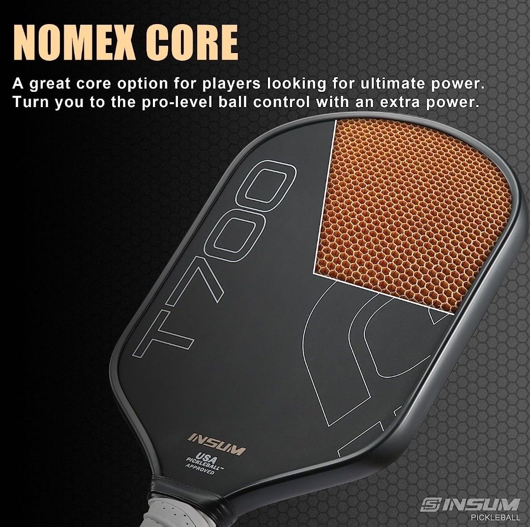 INSUM T700 FAST PRO PICKLEBALL PADDLE (16MM); 2023 NEWLY APPROVED BY ...