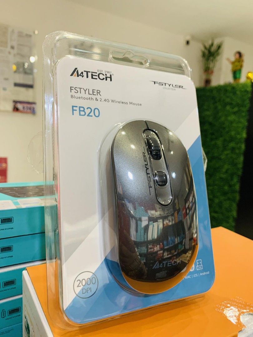 A4Tech Fstyler FB20 Bluetooth & 2.4G Wireless Mouse Ash Grey, Computers ...