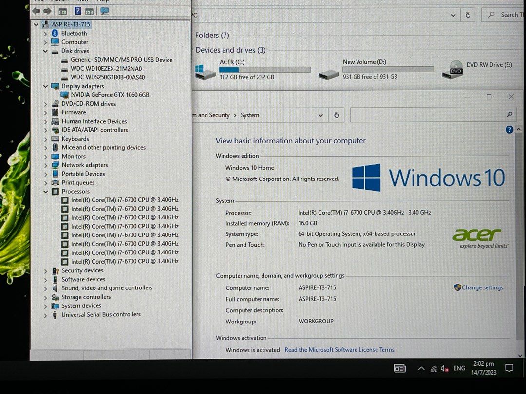 ACER ASPIRE Gaming Business Office WFH School HBL Essential Desktop ...