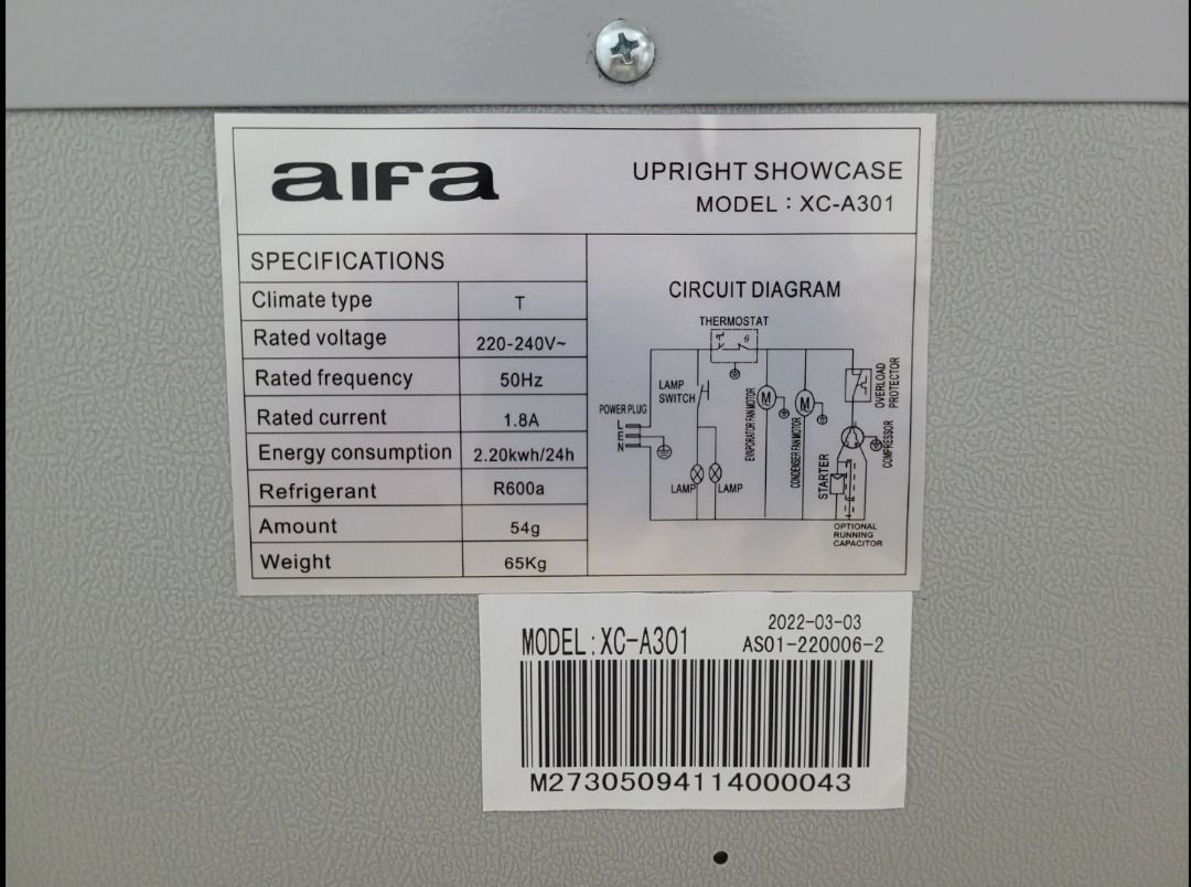 Aifa XC-A301 Glass Door Standing Chiller , TV & Home Appliances, Kitchen Appliances ...