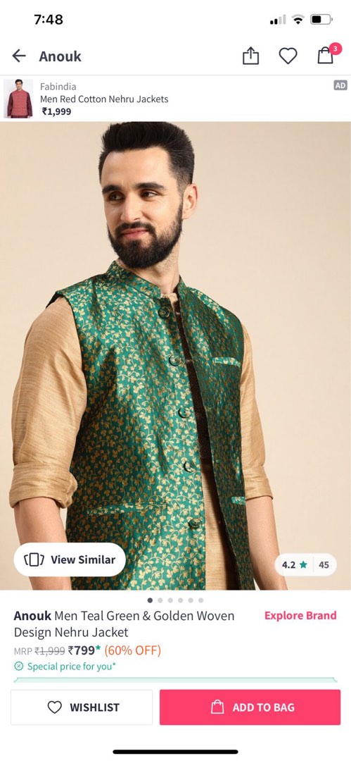 ANOUK Indian KURTA JACKET FOR SALE!, Men's Fashion, Coats, Jackets and ...