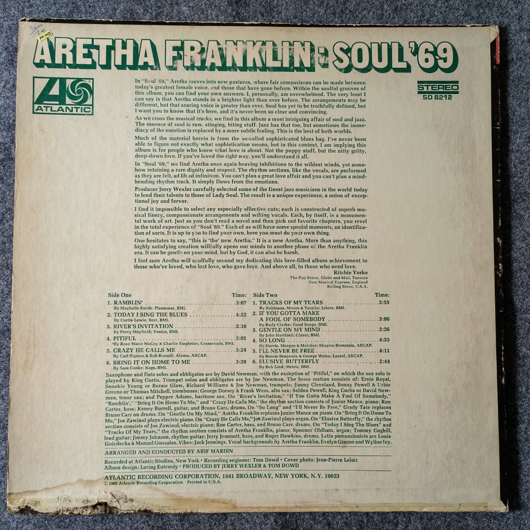 ARETHA FRANKLIN (Soul 69) LP, Hobbies & Toys, Music & Media, Vinyls on ...