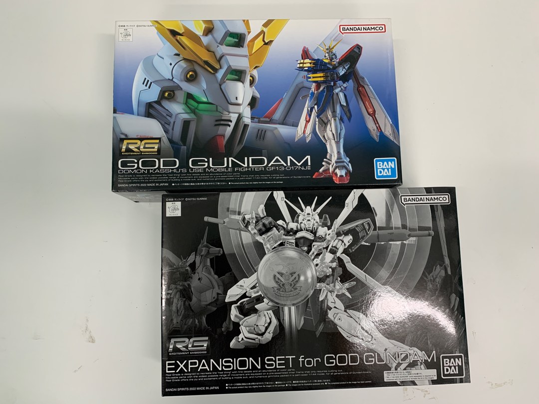 賣全新bandai rg god gundam + rg expansion set, 興趣及遊戲, 玩具 & 遊戲類 - Carousell