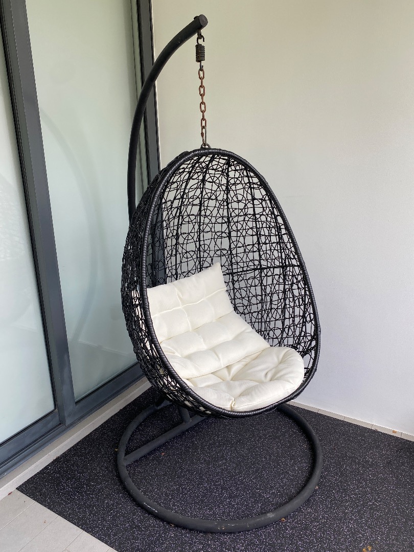 Bargain: HipVan Black Cocoon Swing Chair, Furniture & Home Living ...