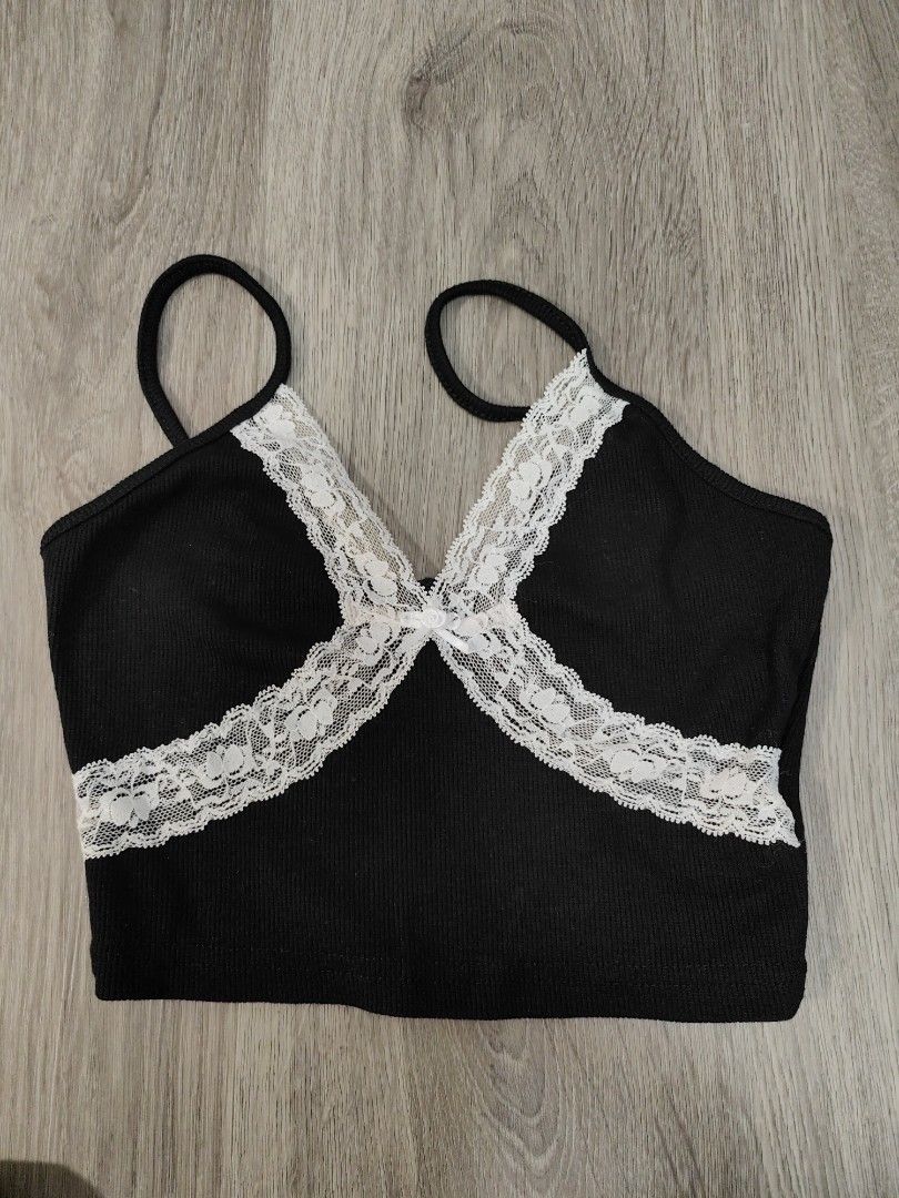 Black Lace Bralette, Women's Fashion, Tops, Sleeveless on Carousell