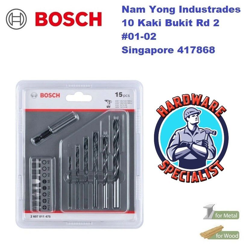 Bosch 15 pcs Wood & Metal Drill Bit Set 2607011475, Furniture & Home ...