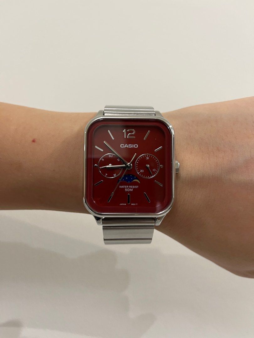 *OOS* Casio Moon Phase Analogue Dress Watch MTP-M305 Red (BRAND NEW ...