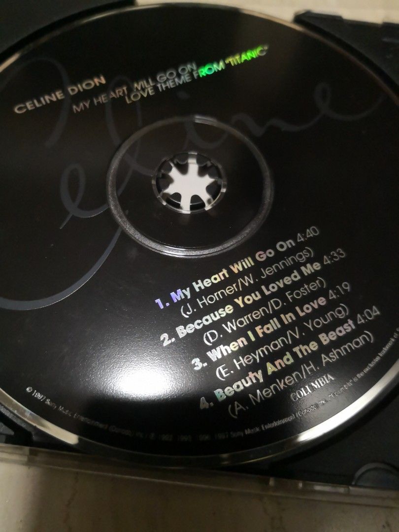 Celine Dion My Heart Will Go On Official Soundtrack Titanic CD, Hobbies & Toys, Music & Media ...