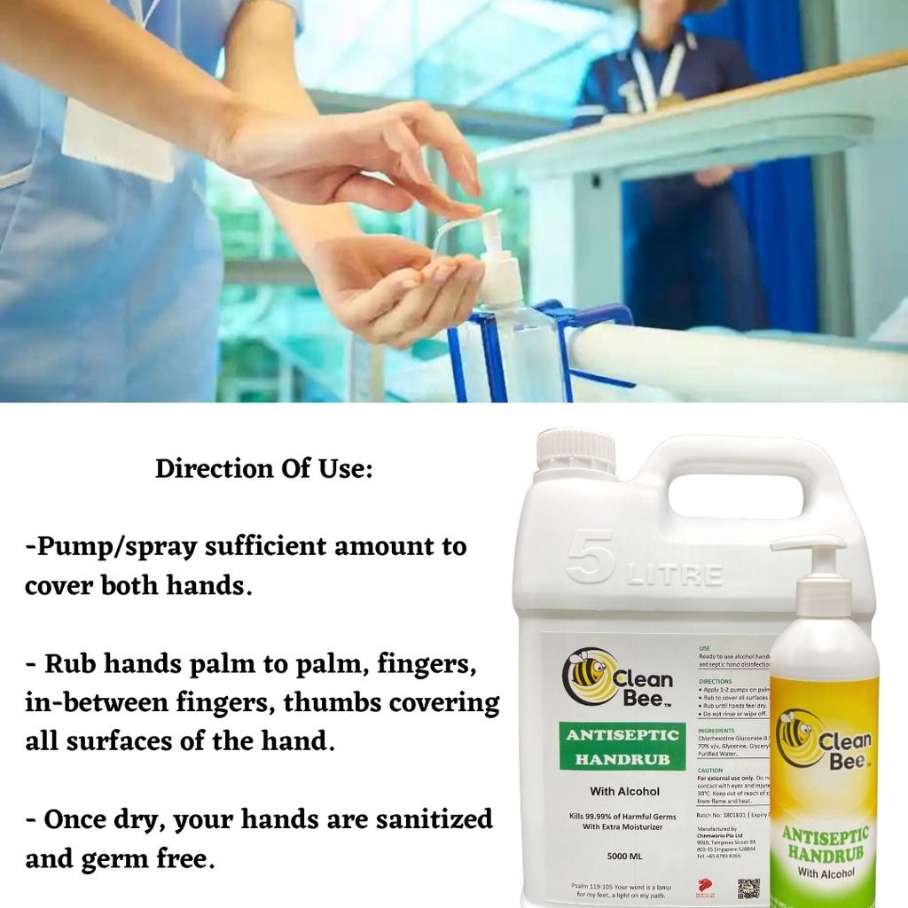 CLEANBEE Hospital Grade 70% Alcohol Antiseptic Hand Rub/ Hand Sanitiser ...