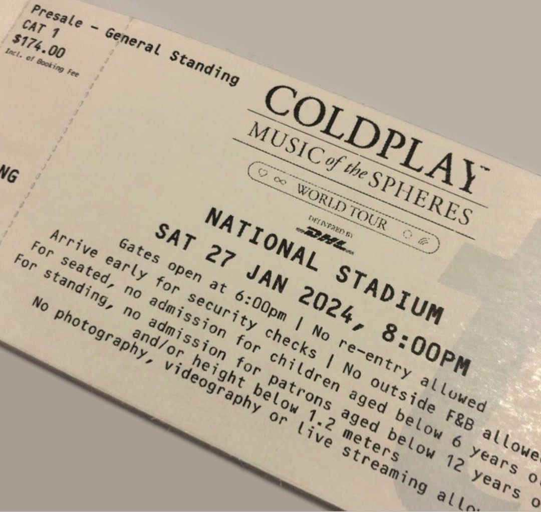 Coldplay Physical Ticket, Tickets & Vouchers, Event Tickets on Carousell