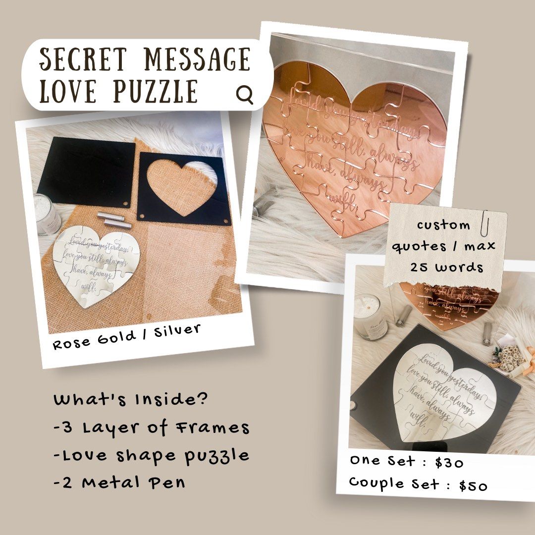 CUSTOM ACRYLIC PLAQUE MEDAL SECRET MESSAGE LOVE PUZZLE ACRYLIC ...