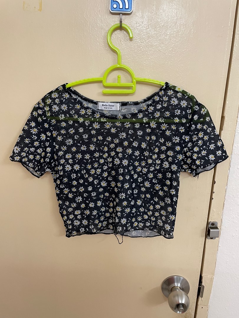 Daisy sheer top, Women's Fashion, Tops, Other Tops on Carousell