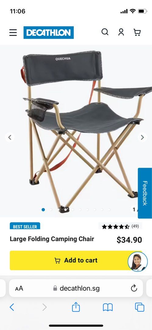 Decathlon Outdoor basic armchair XL, Sports Equipment, Hiking & Camping ...