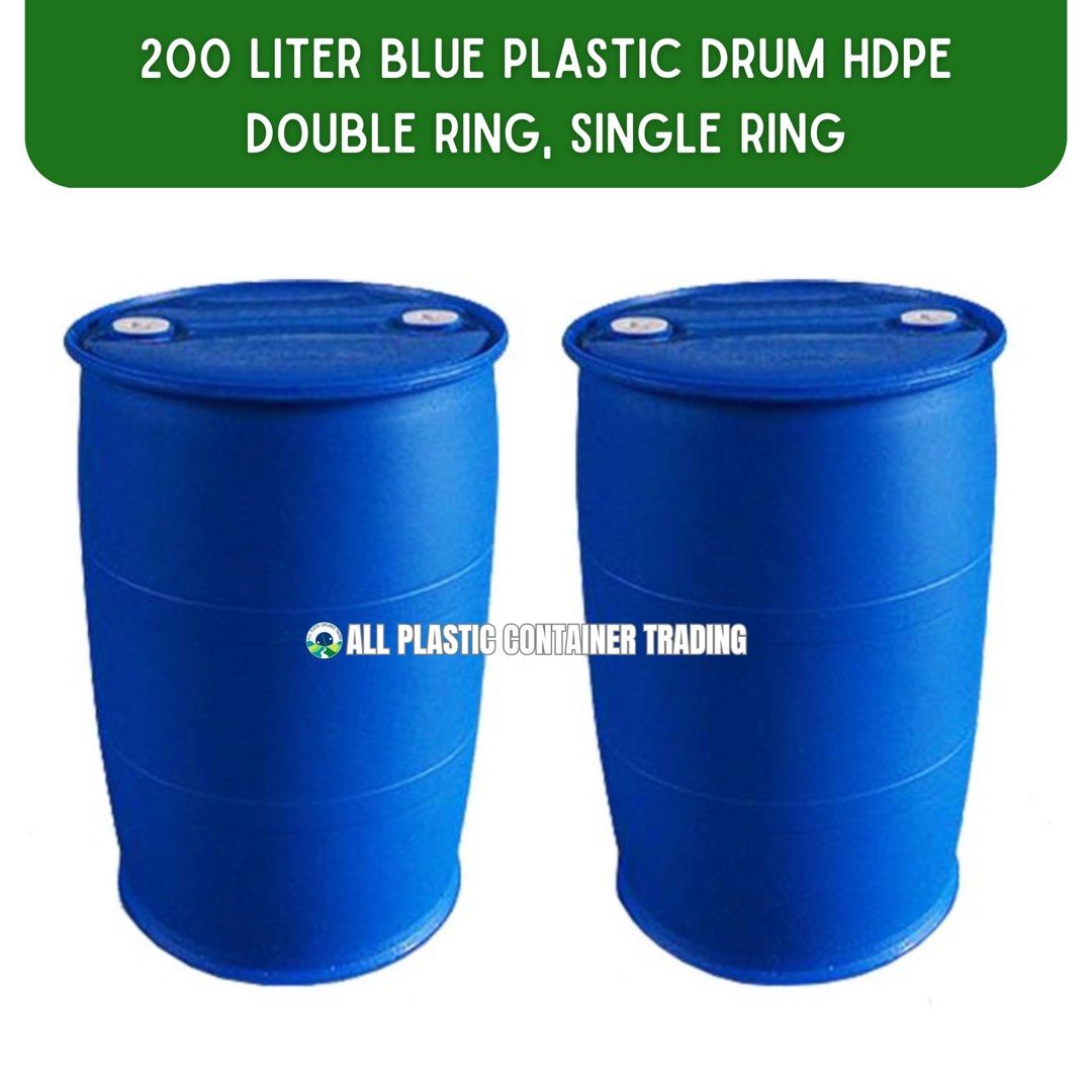 Double Ring Blue Plastic Drum 200 liter Tight Head HDPE Single Ring Barrel 55 Gallon, Commercial ...