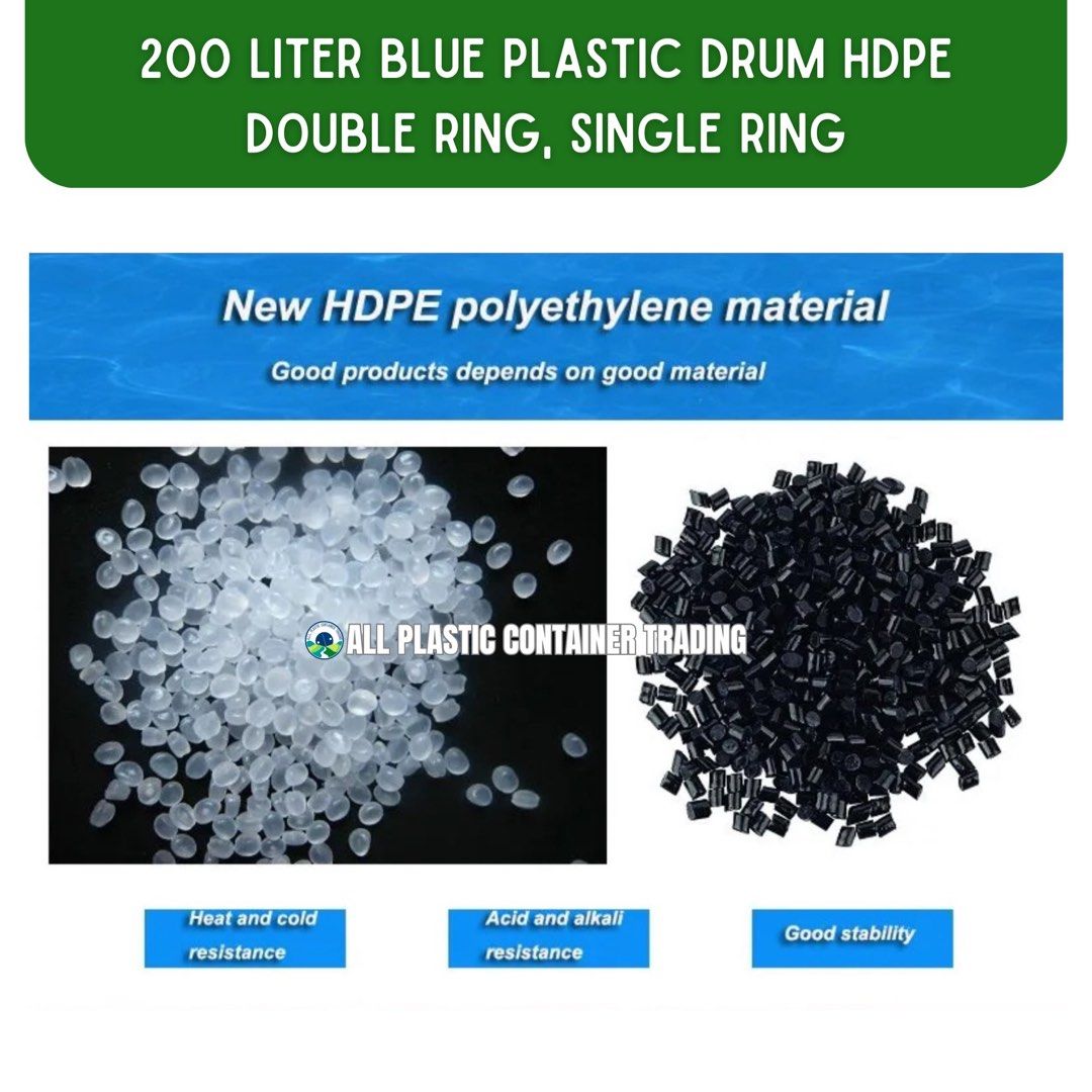 Double Ring Blue Plastic Drum 200 liter Tight Head HDPE Single Ring ...