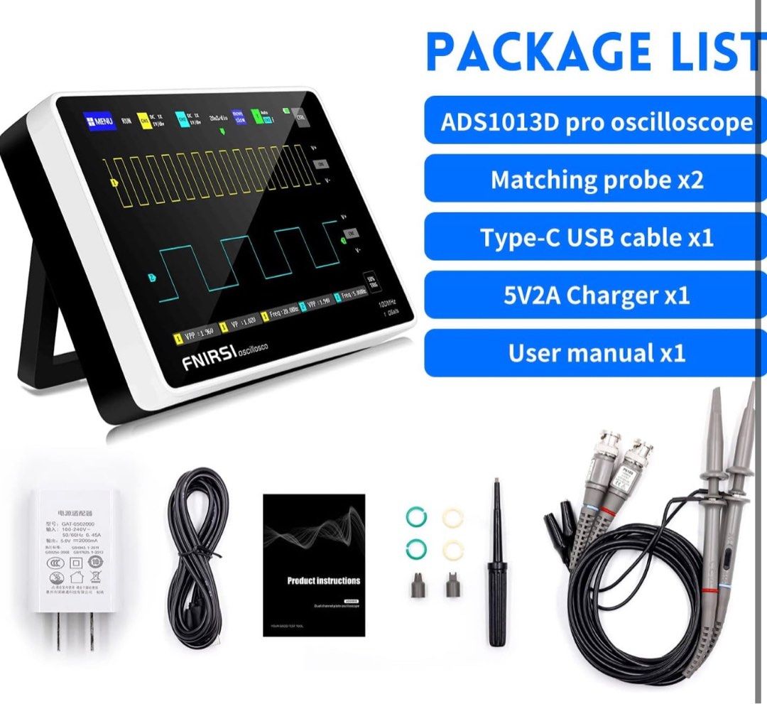 FNIRSI 1013D Oscilloscope - Handheld Tablet Oscilloscope, Portable ...