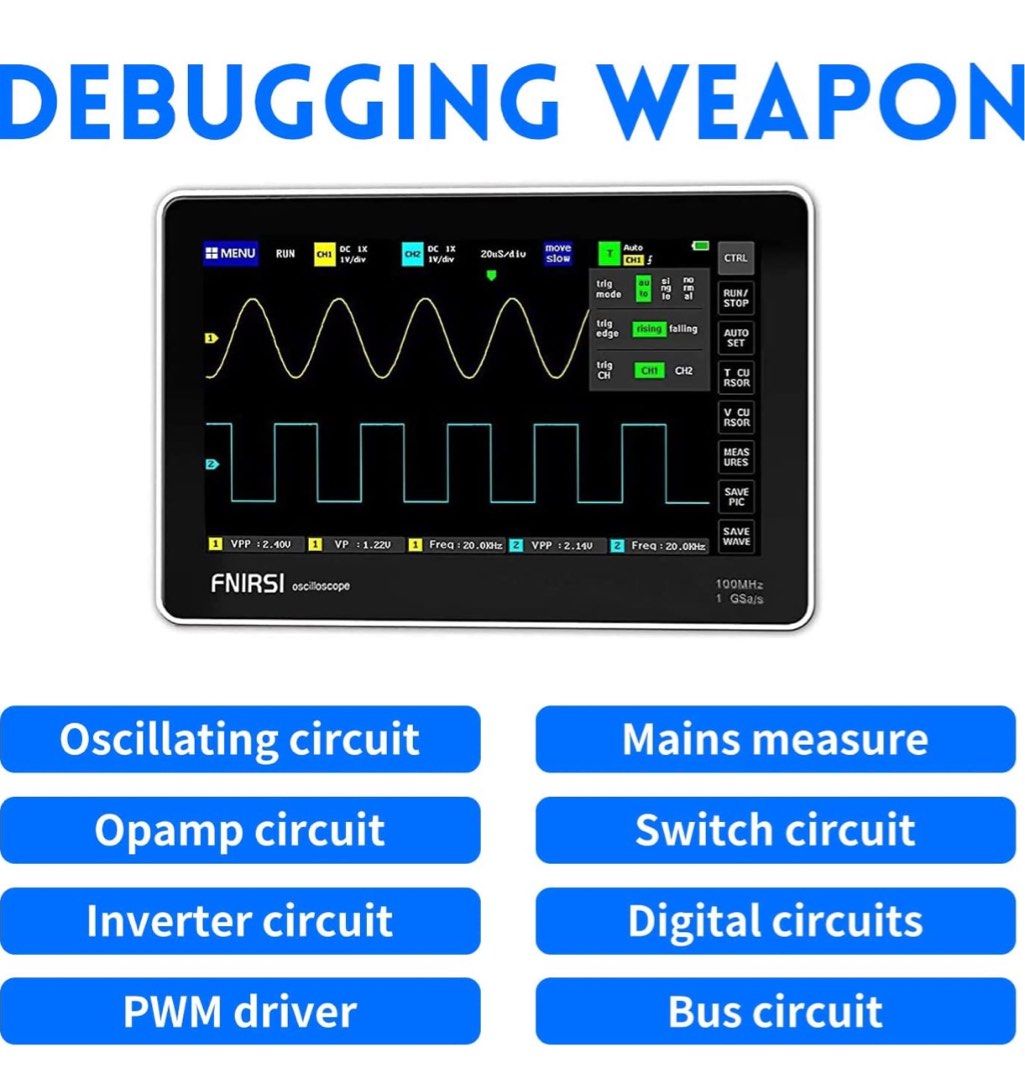 FNIRSI 1013D Oscilloscope - Handheld Tablet Oscilloscope, Portable Digital Storage Oscilloscope ...