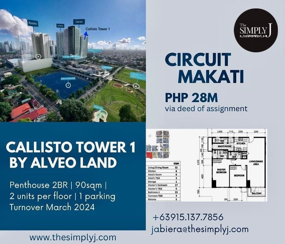 FOR SALE: Penthouse 2BR Callisto Tower by Alveo, Property, For Sale ...
