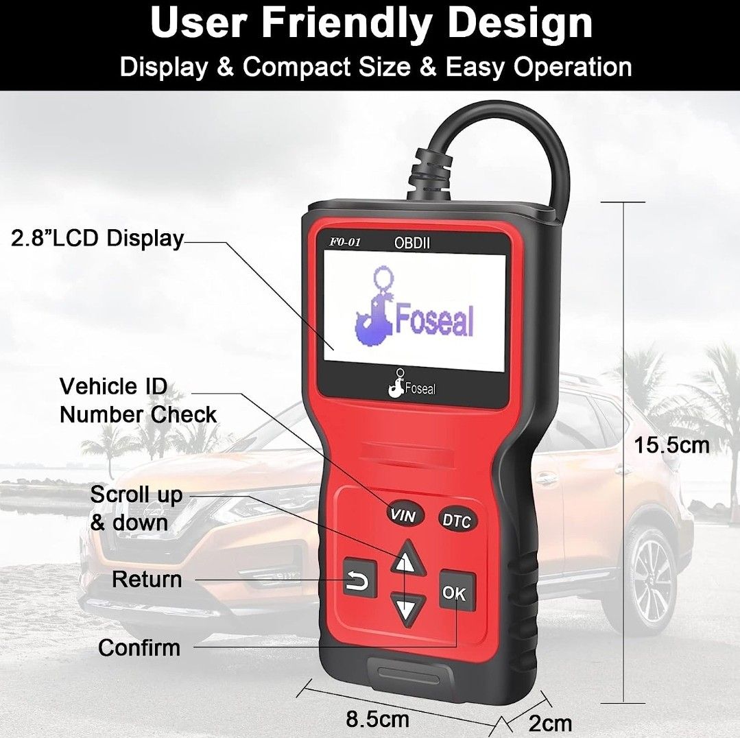 Foseal OBD2 Code Reader, OBD 2 Scanner Professional Enhanced Universal ...