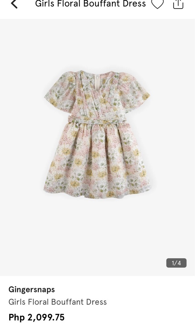 Gingersnap Floral Bouffant Dress, Babies & Kids, Babies & Kids Fashion ...