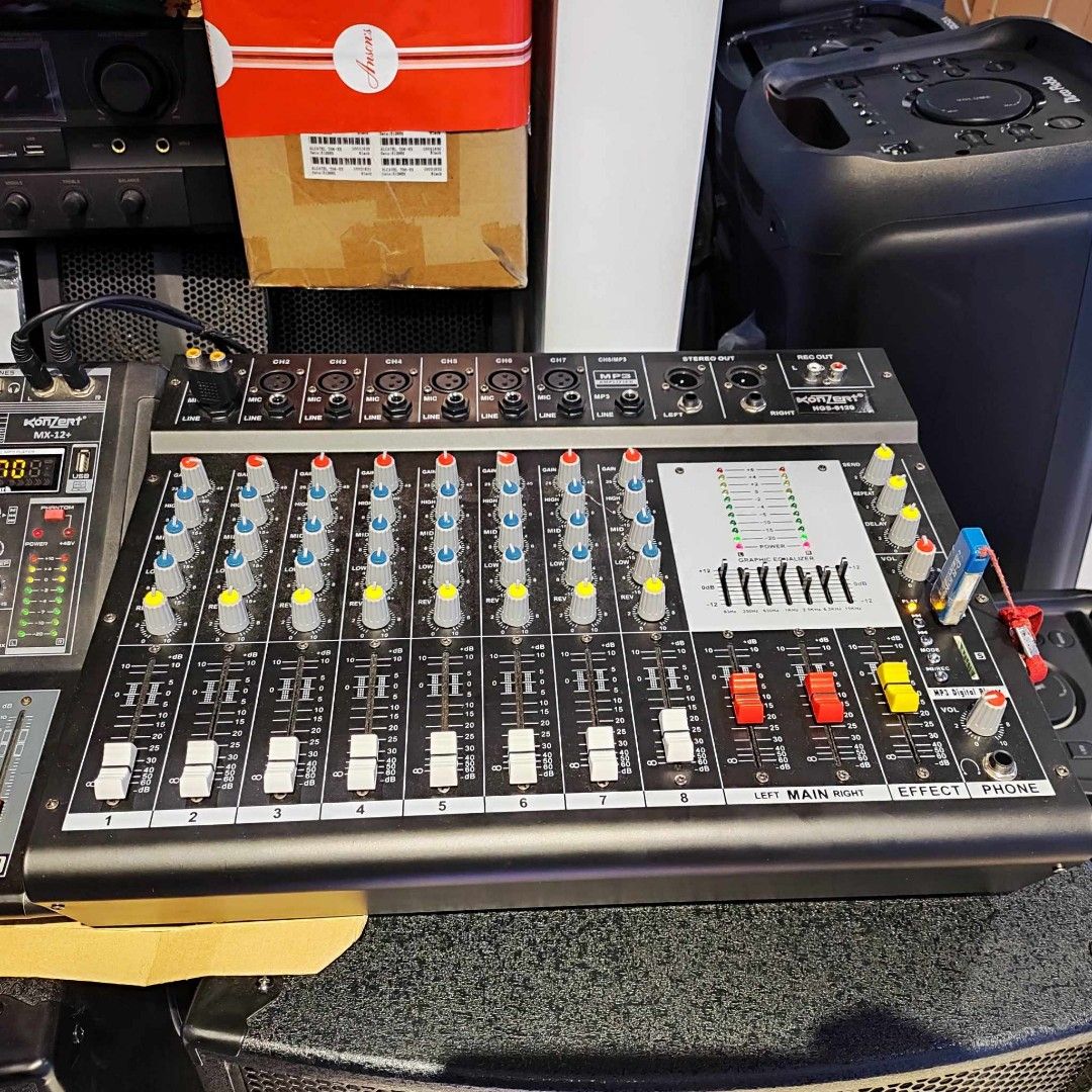 KONZERT SPEAKER SET WITH AMPLIFIER & MIXER, PORTABLE on Carousell