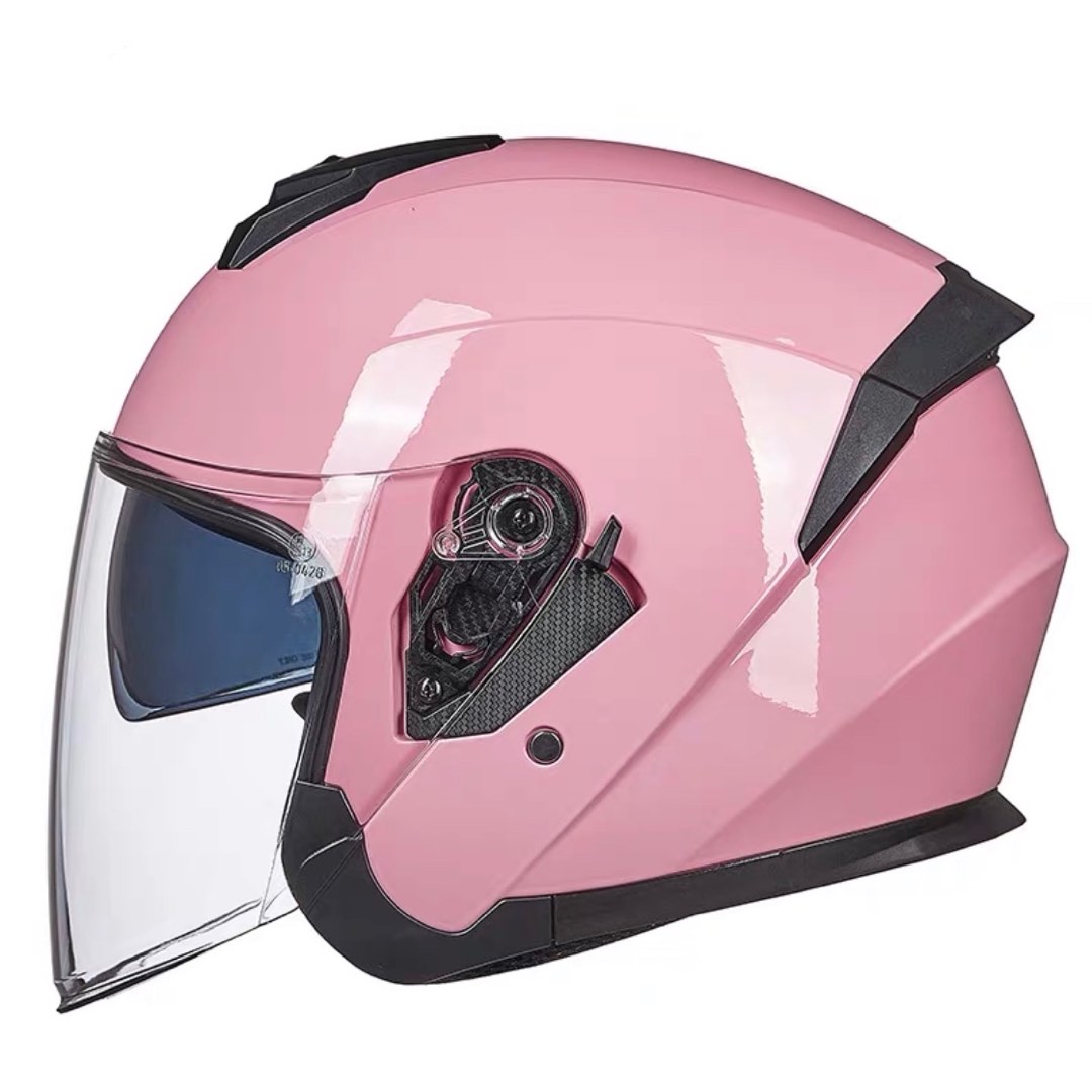 Light Pink Open Face Motorcycle Helmet with Double Inner Lens Dual ...