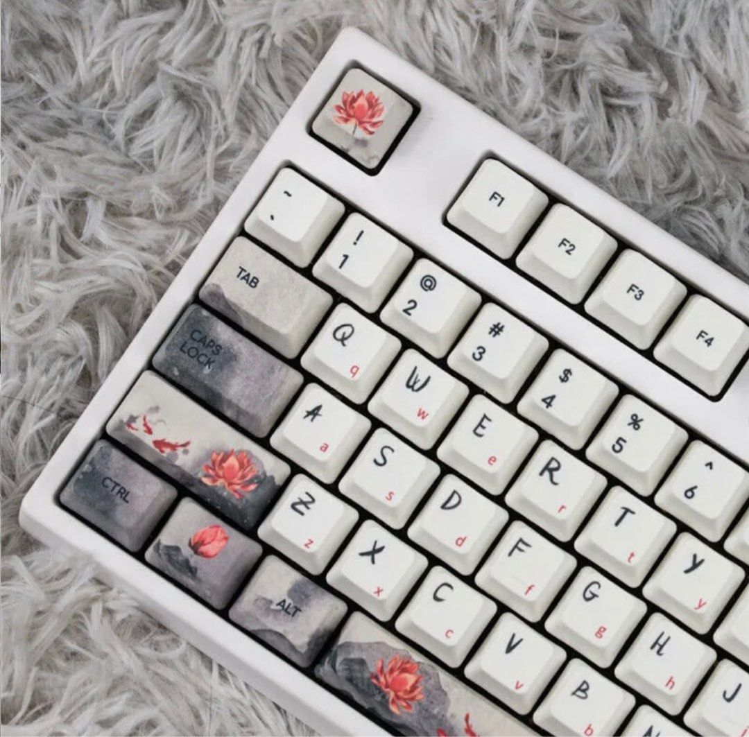 Lotus koi PBT Keycaps Set Sublimation For OEM MX Mechanical Keyboard ...