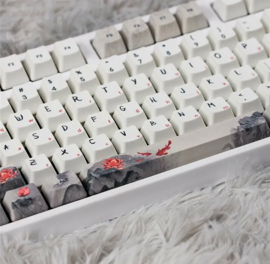 Lotus koi PBT Keycaps Set Sublimation For OEM MX Mechanical Keyboard ...