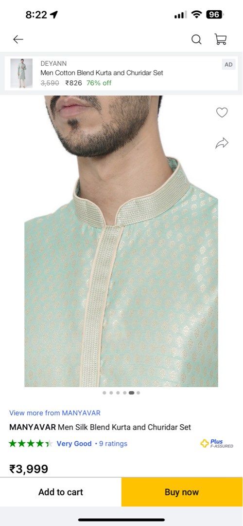 Manyavar INDIAN ATTIRE - Silk Blend Kurta set, Men's Fashion, Coats ...