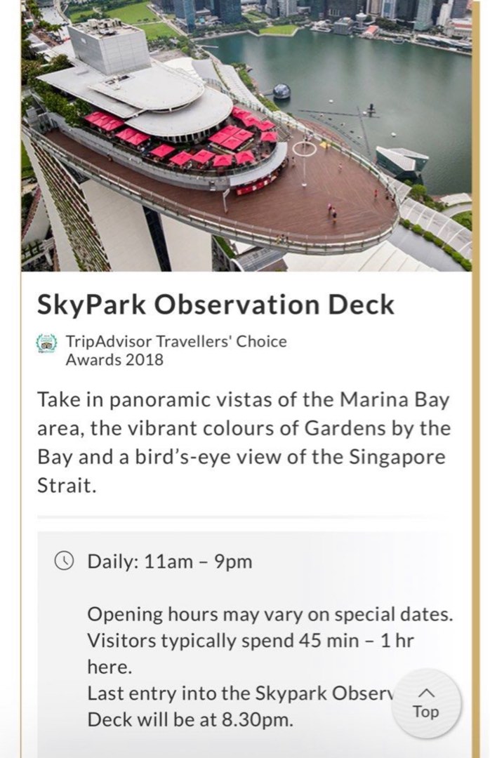 MBS SkyPark Observation Deck Tickets, Tickets & Vouchers, Local Attractions & Transport on Carousell