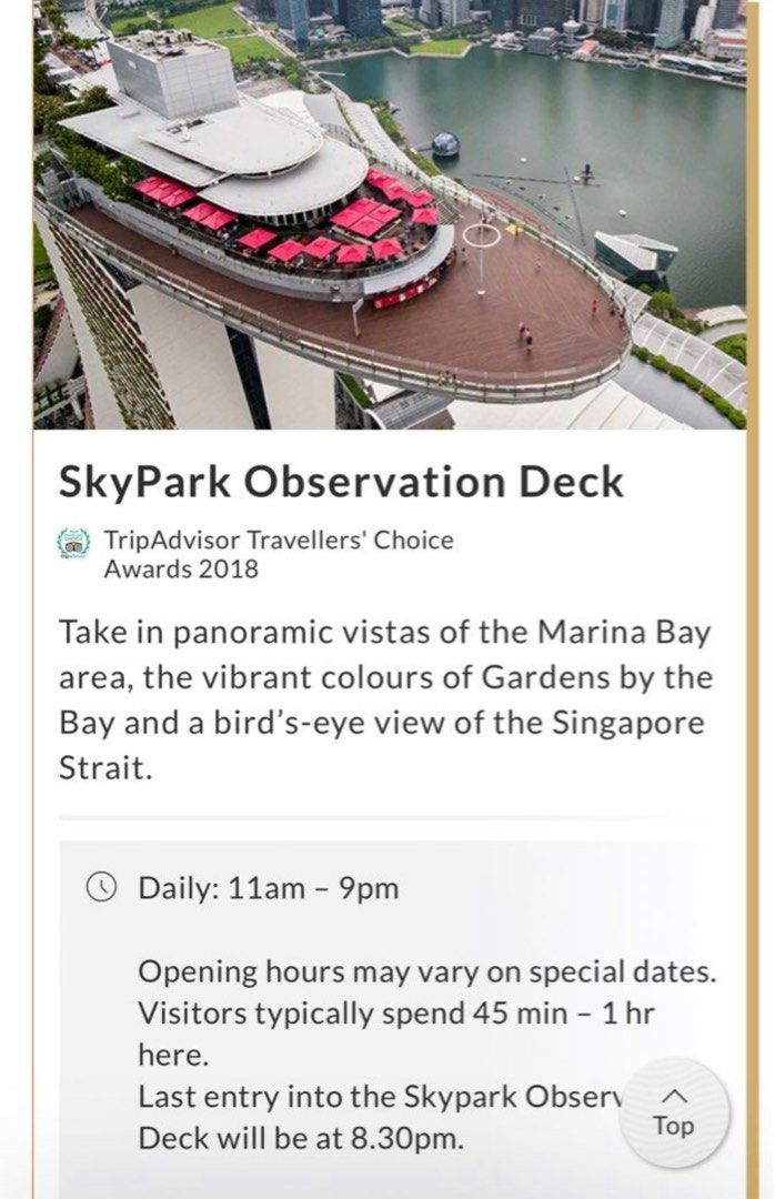 MBS SkyPark Observation Deck Tickets, Tickets & Vouchers, Local Attractions & Transport on Carousell