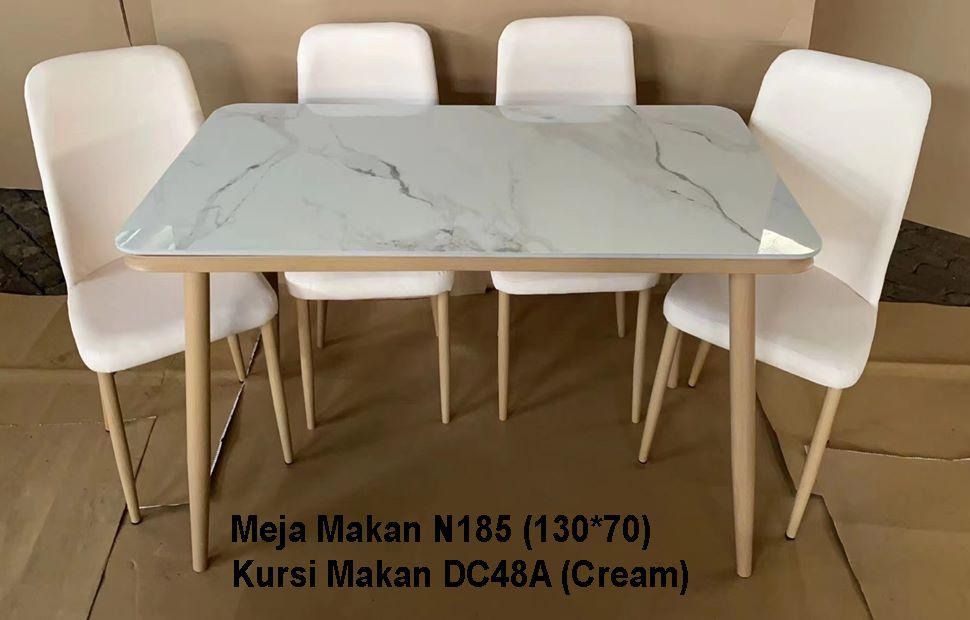 Meja makan keramik corak marmer 4 kursi meja makan Billy meja makan ...