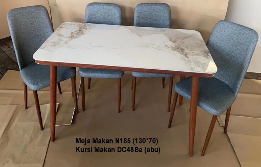 Meja makan keramik corak marmer 4 kursi meja makan Billy meja makan ...
