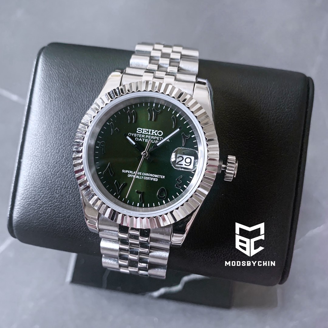 [Mod] Seiko Oyster Perpetual Datejust Olive Green & Silver (Arabic ...