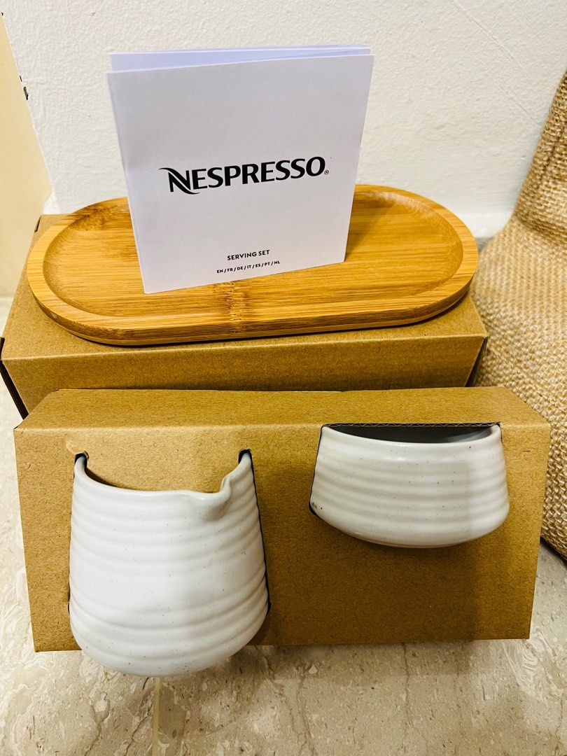 Nespresso stoneware sugar bowl & milk jug + juge tote bag, Furniture ...