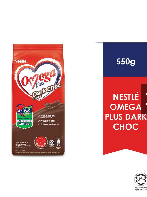 Nestle Omega Plus Dark Chocolate Milk Powder 550gm, Food & Drinks ...