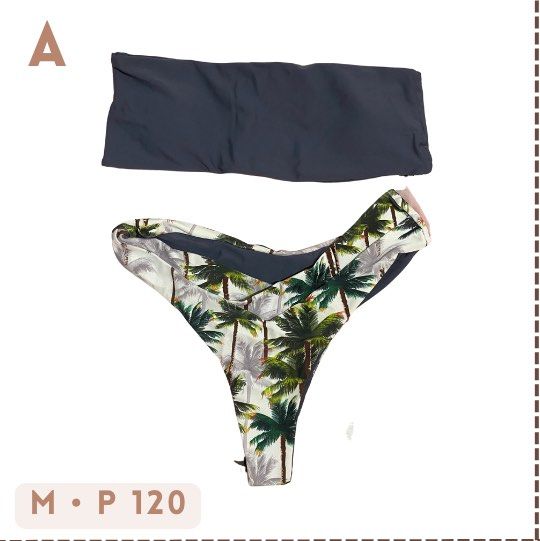 NEW SHEIN SWIMWEAR tube bikini gray on Carousell