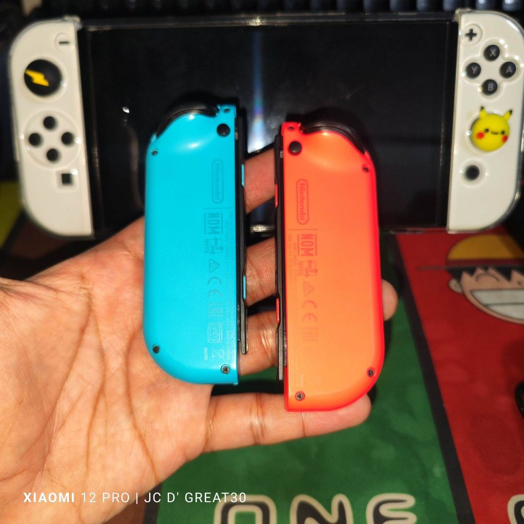 Nintendo Switch joycon Neon blue and red Original, Video Gaming, Gaming ...
