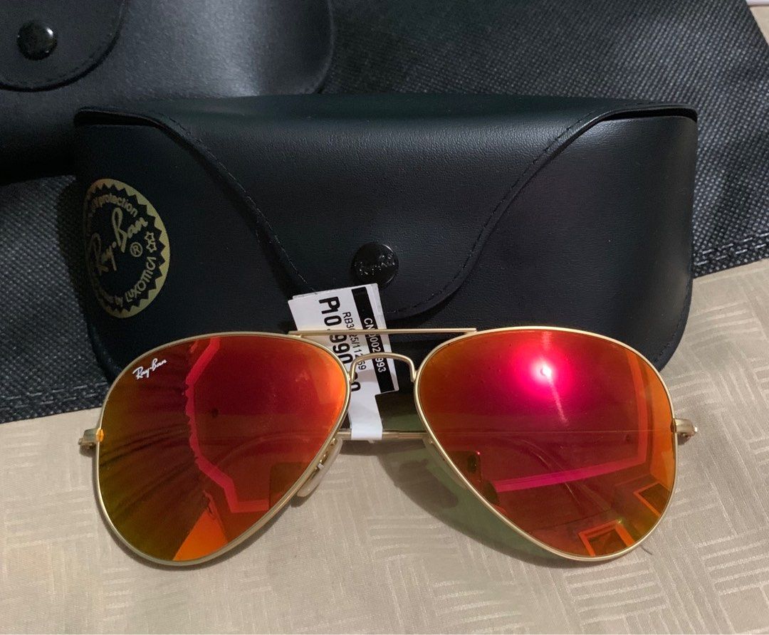 Original Ray ban Aviator Flash lenses in Gold and Orange on Carousell