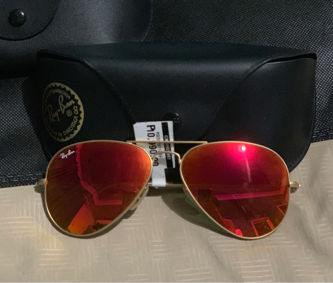 Original Ray ban Aviator Flash lenses in Gold and Orange on Carousell