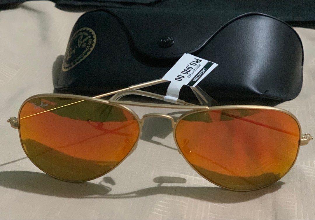 Original Ray ban Aviator Flash lenses in Gold and Orange on Carousell