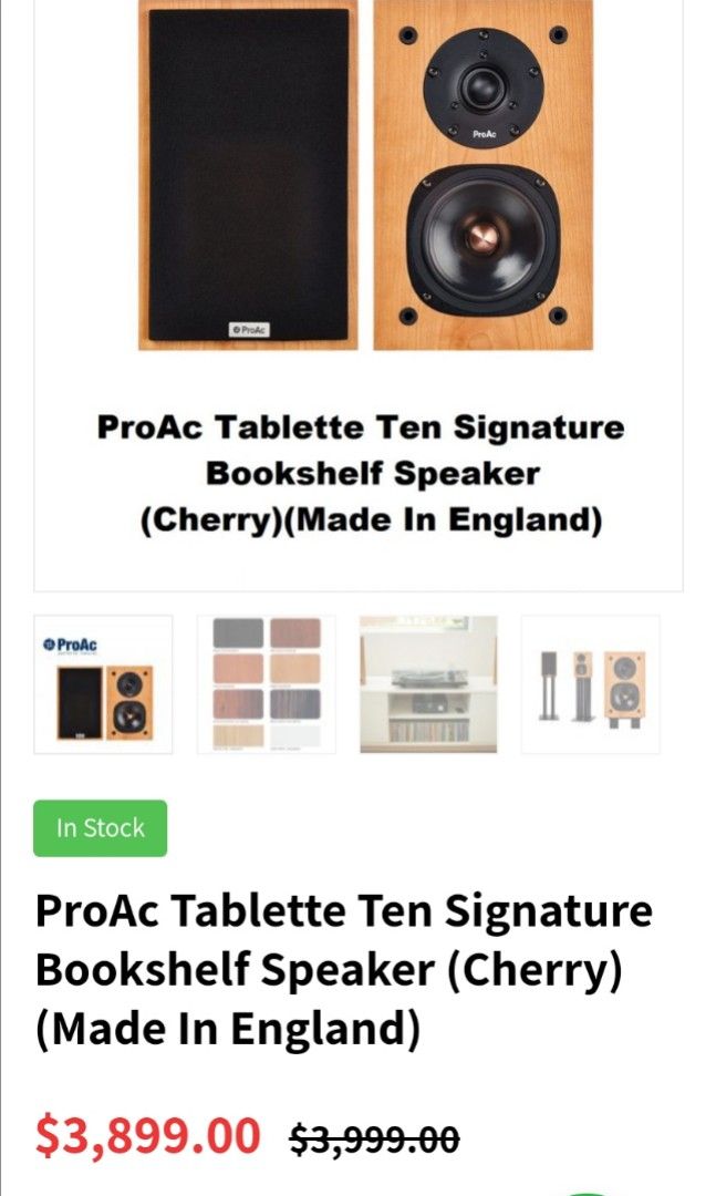 Proac tablette 10 signature bookshelf speaker, Audio, Soundbars ...