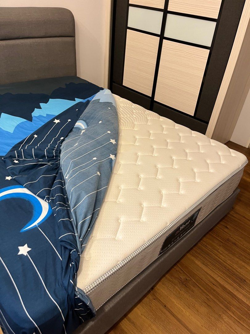 Queen side bed frame with vono SpinePro 1200 mattress, Furniture & Home ...