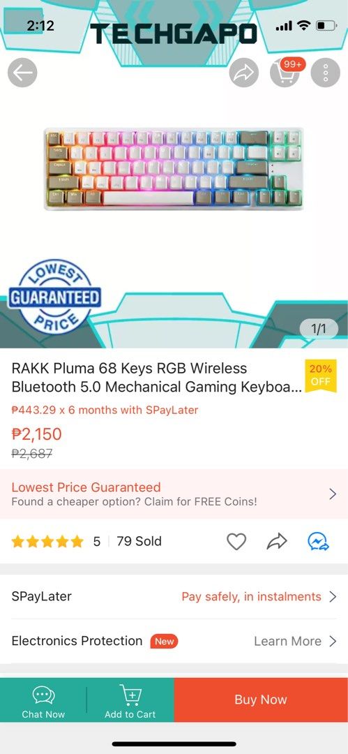 RAKK Pluma 68 Keys RGB Wireless Bluetooth 5.0 Mechanical Gaming ...