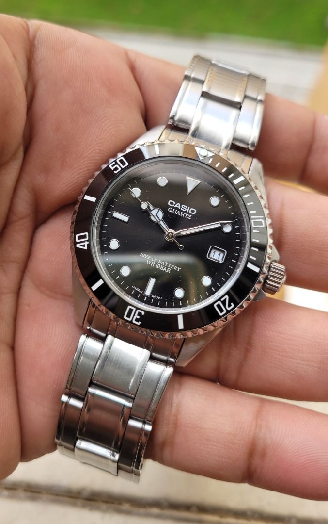 Rare Casio MTD-1043 Sub Diver Black Dial Upgraded Ceramic Bezel, Men's ...